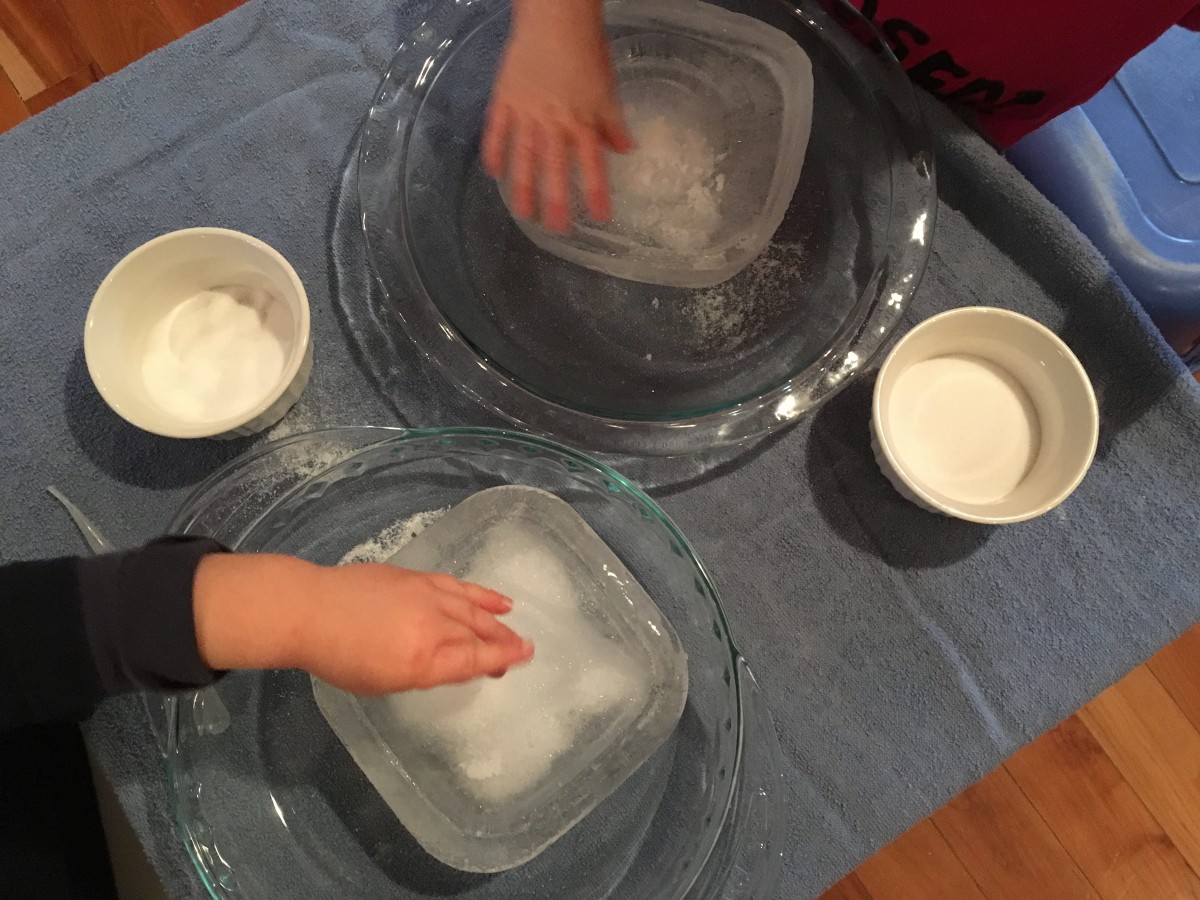 Cool Preschool Science Experiments: Melting Ice with Salt & Colour